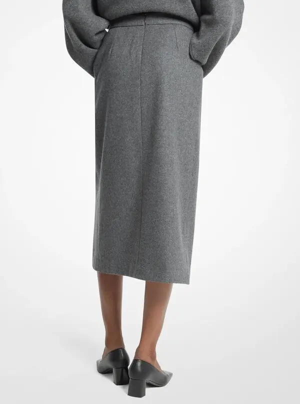 Michael Kors Wool Flannel Origami Slit Skirt