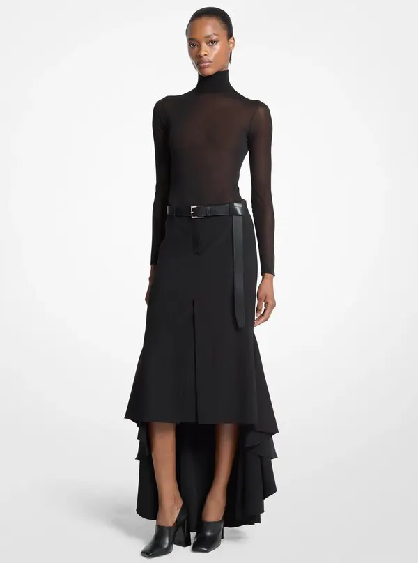 Michael Kors Wool Serge High-low Trouser Skirt In Size By - Black