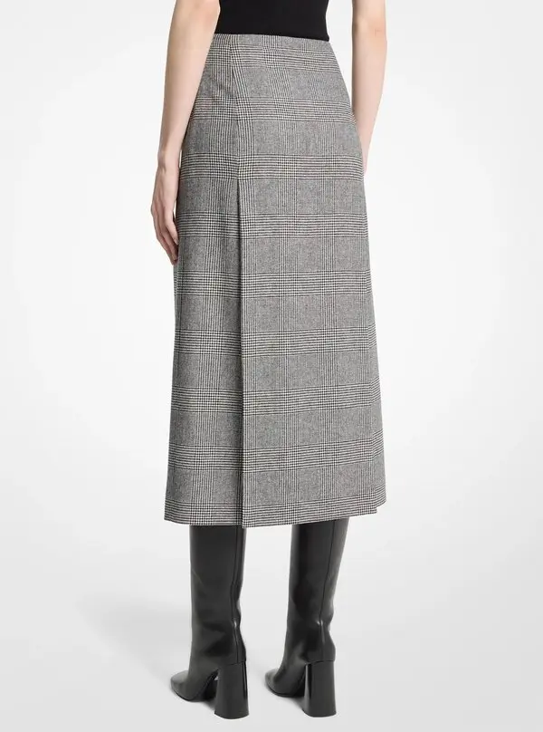 Michael Kors Glen Plaid Wool-blend Skirt - Black