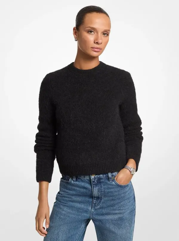 Michael Kors Brushed Alpaca Blend Crewneck Sweater - Black