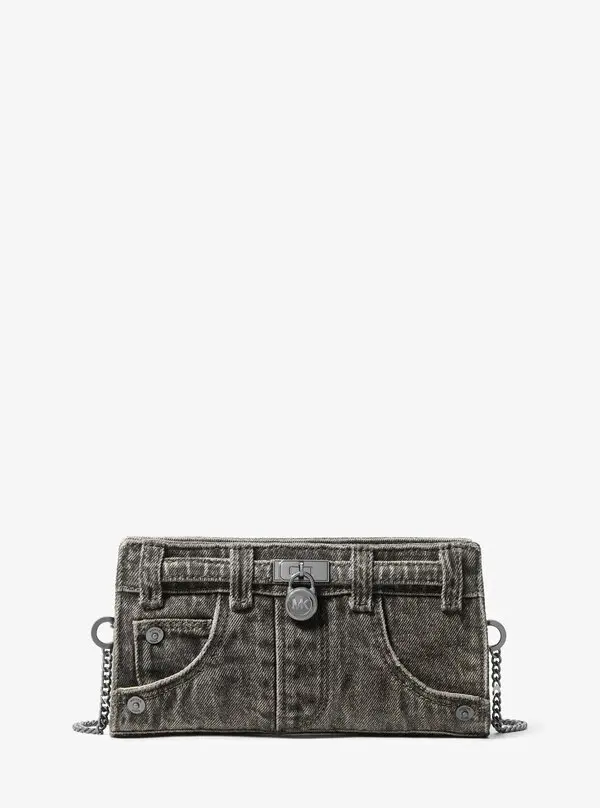 Michael Kors Hamilton Moderne Extra-small Washed Denim Convertible Crossbody Bag In By - Grey