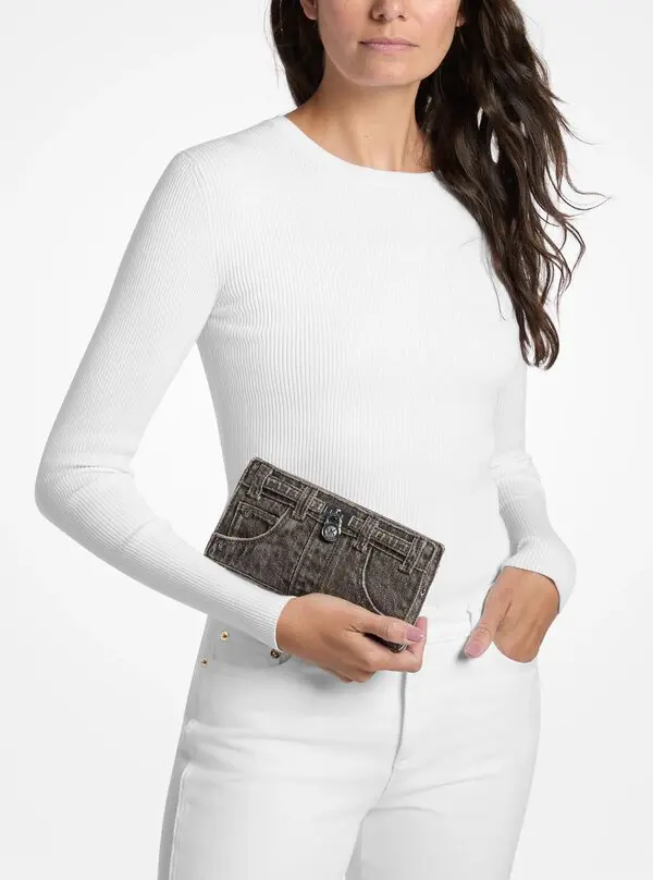 Michael Kors Hamilton Moderne Extra-small Washed Denim Convertible Crossbody Bag In By