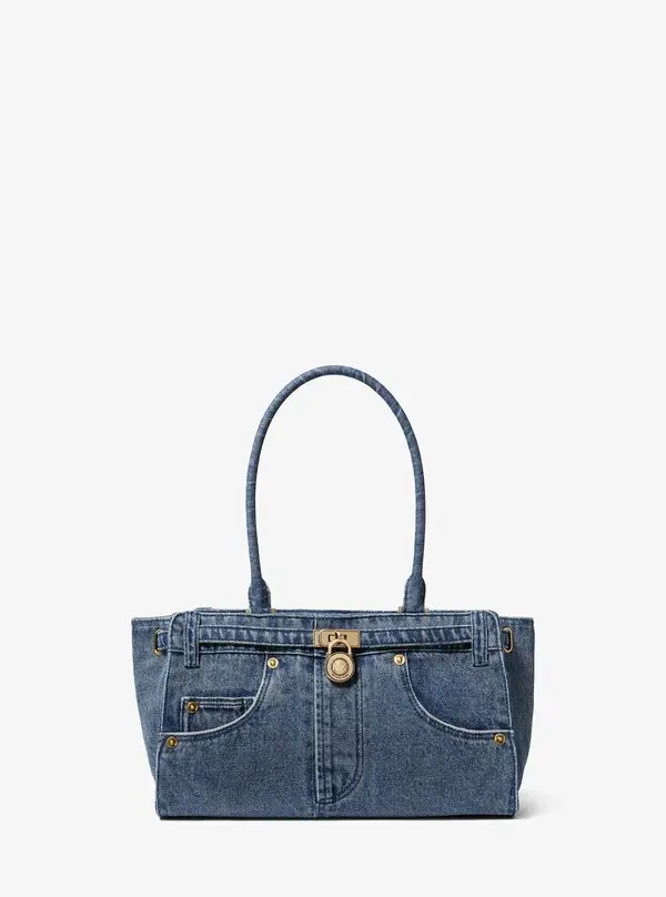 Michael Kors Hamilton Moderne Small Washed Denim Satchel In By
