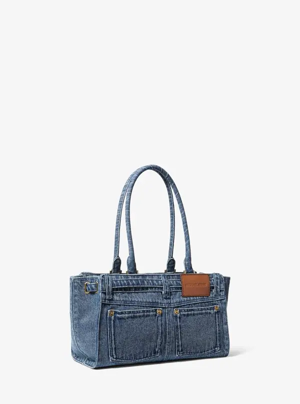 Michael Kors Hamilton Moderne Small Washed Denim Satchel In By