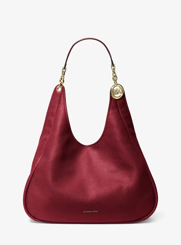 Michael Kors Ellie Large Pebbled Leather Shoulder Bag - Red