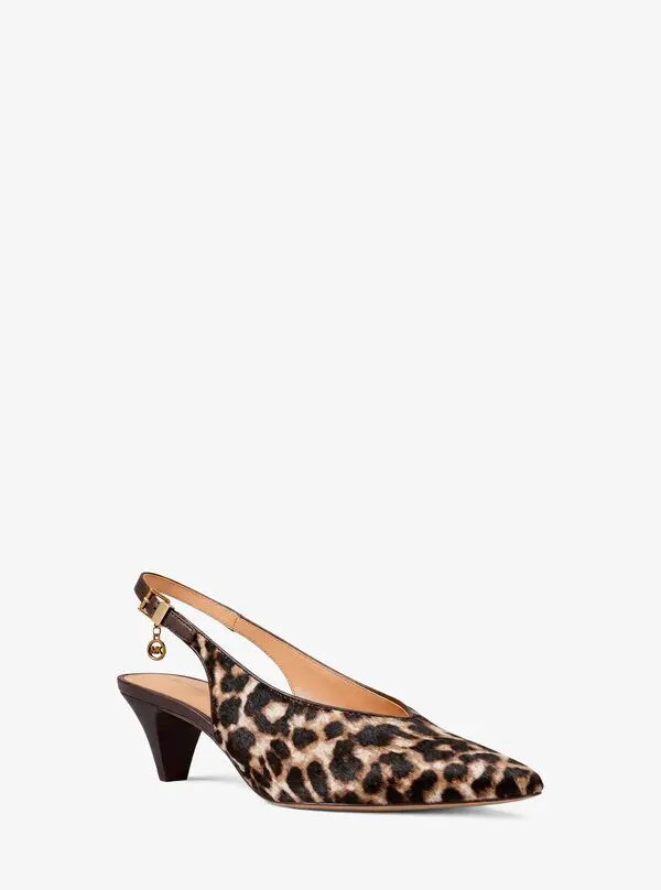 Michael Kors Tonya Leopard Print Calf Hair Slingback Pump - Brown