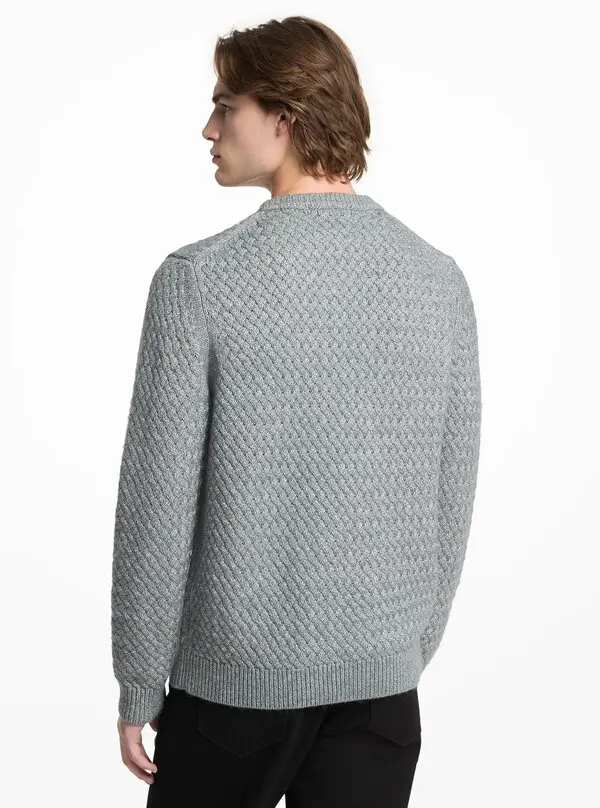 Michael Kors Crosshatch Cotton Blend Sweater - Grey