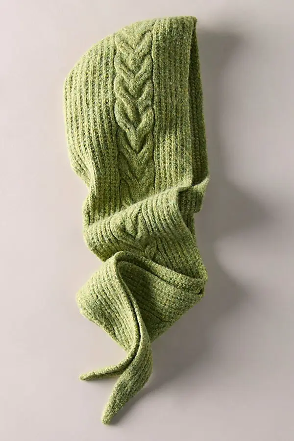 Free People Cloud Cable Bonnet Hood - Bitter Lime