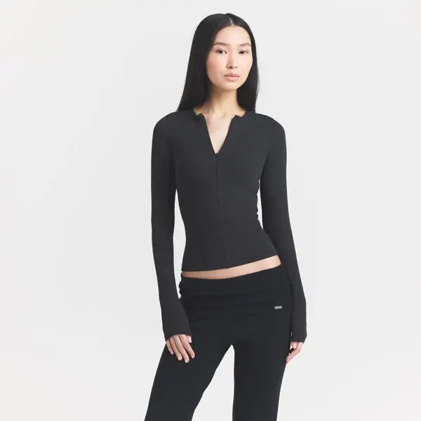 SKIMS Cotton Rib Zip Up Jacket Top
