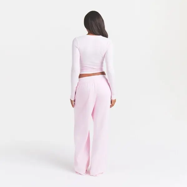 SKIMS Cotton Rib Zip Up Long Sleeve Top - Cherry Blossom