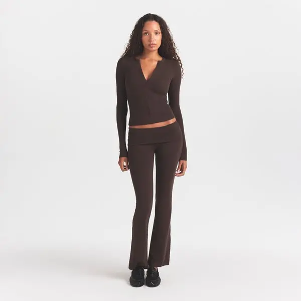 SKIMS Cotton Rib Zip Up Top - Espresso