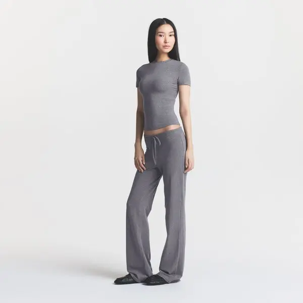 SKIMS Straight Leg Pant | Grey | | Cotton Jersey - Dark Heather Grey