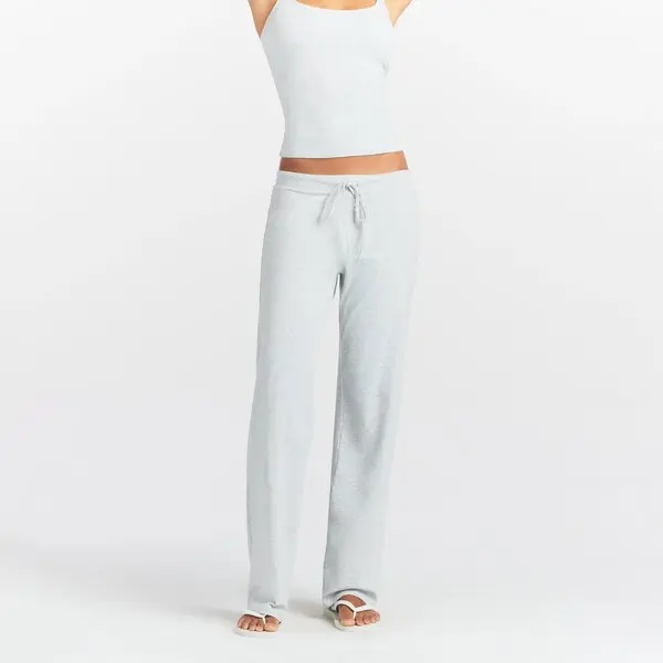 SKIMS Straight Leg Pant | Grey | | Cotton Jersey - Light Heather Grey