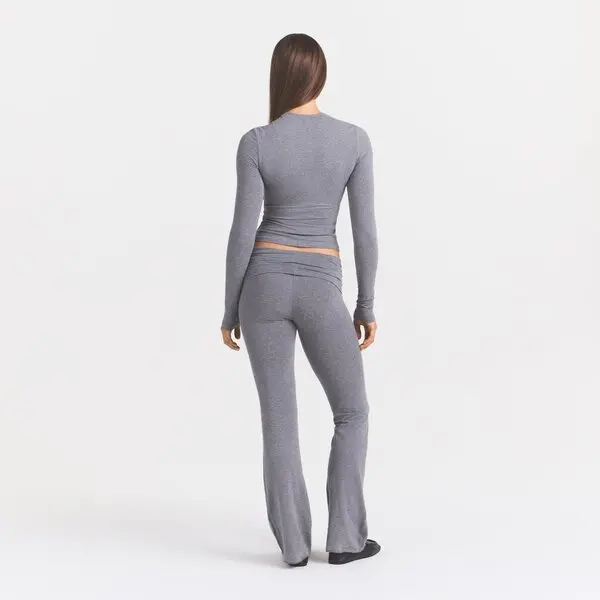 SKIMS Foldover Pant | Grey | | Cotton Jersey - Dark Heather Grey