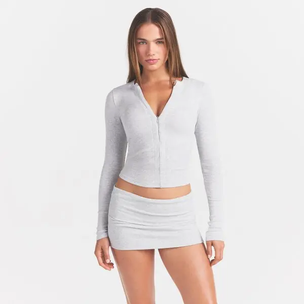 SKIMS Cotton Rib Zip Up Jacket Top