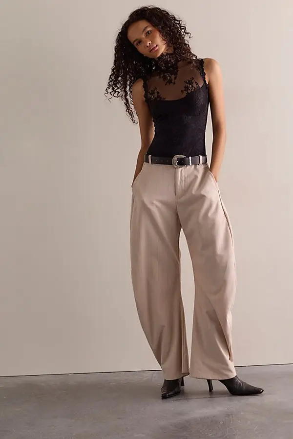 Free People Intimately Bodysuit With Scalloped Lace And High Mock Neckline