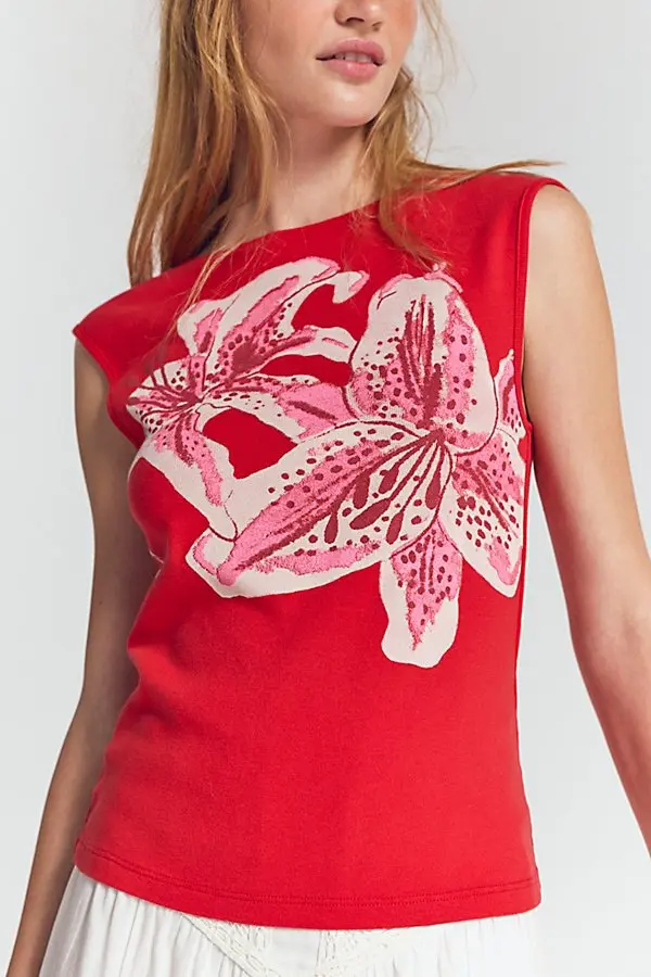 RAGABOND Ballad Reversible Lily Printed Tank - Red