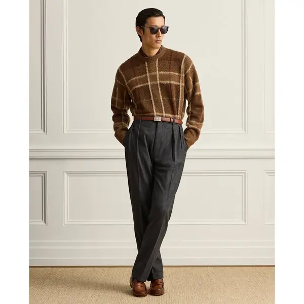 Ralph Lauren Relaxed Fit Plaid Cashmere-blend Sweater