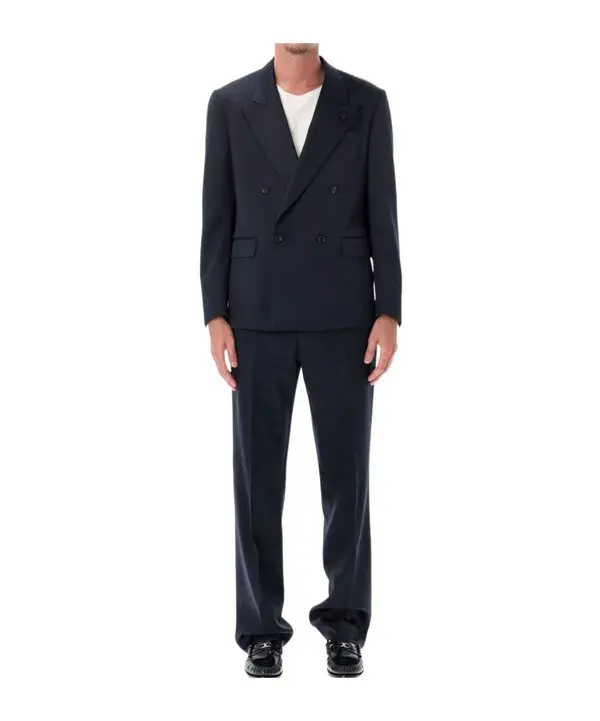 LARDINI Double-breasted Peak-lapel Suit - Navy