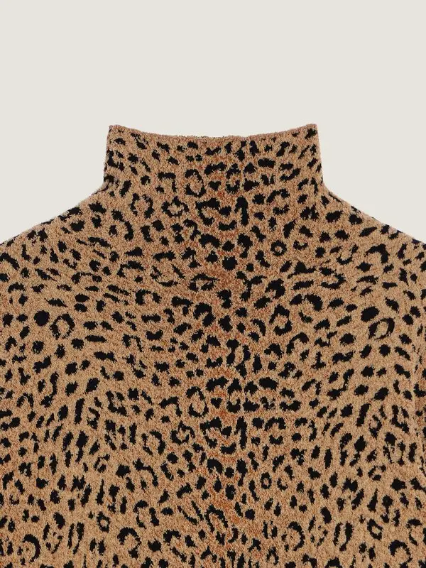 Givenchy Leopard Jacquard Turtleneck Top - Brown