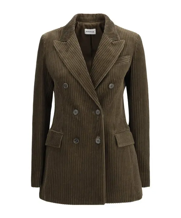 P.a.r.o.s.h Double-breasted Corduroy Tailored Blazer - Black