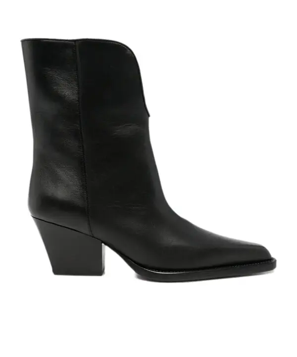 Paris Texas Pointed-toe Leather Ankle Boots - Black