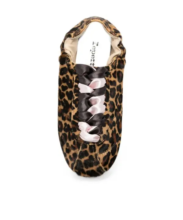 Repetto Leopard Print Ballet Flats With Ribbon Detailing
