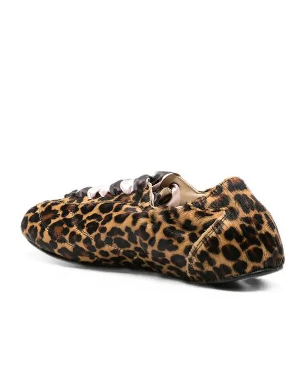 Repetto Leopard Print Ballet Flats With Ribbon Detailing
