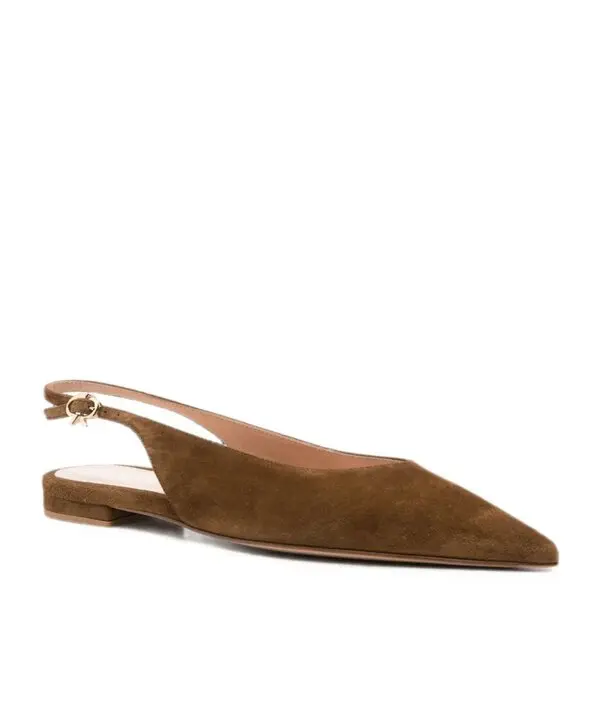 GIANVITO ROSSI Suede Slingback Pointed-toe Ballet Flats