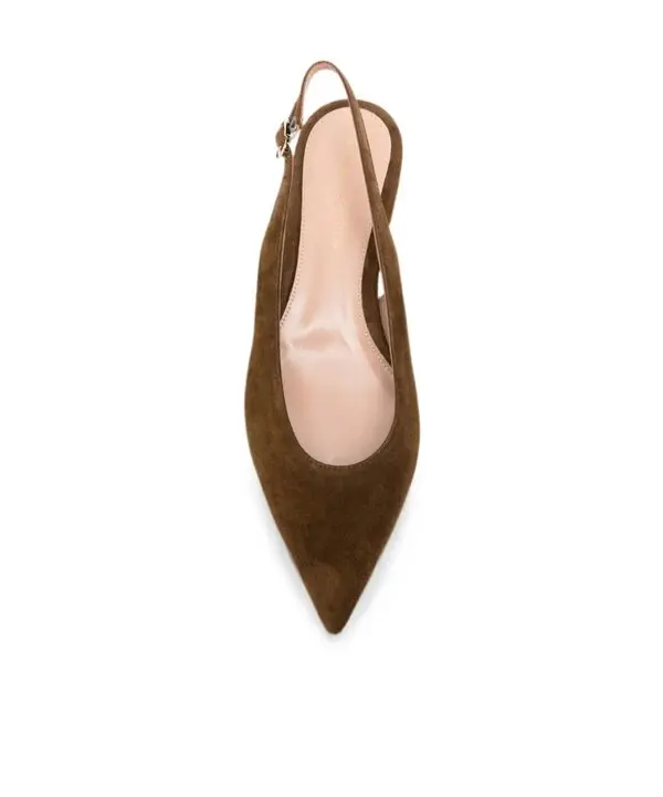 GIANVITO ROSSI Suede Slingback Pointed-toe Ballet Flats