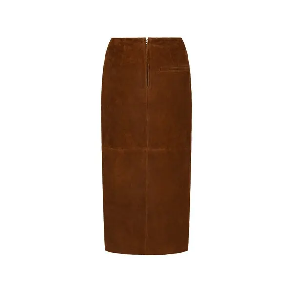 ROTATE BY BIRGER CHRISTENSEN Suede Midi Pencil Skirt - Brown