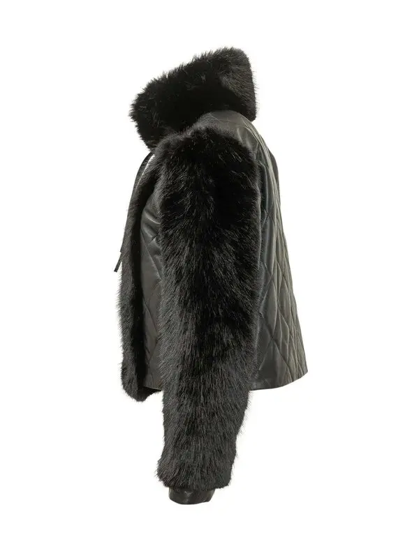 ROTATE BY BIRGER CHRISTENSEN Faux Fur Trimmed Leather Jacket