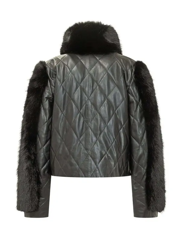 ROTATE BY BIRGER CHRISTENSEN Faux Fur Trimmed Leather Jacket
