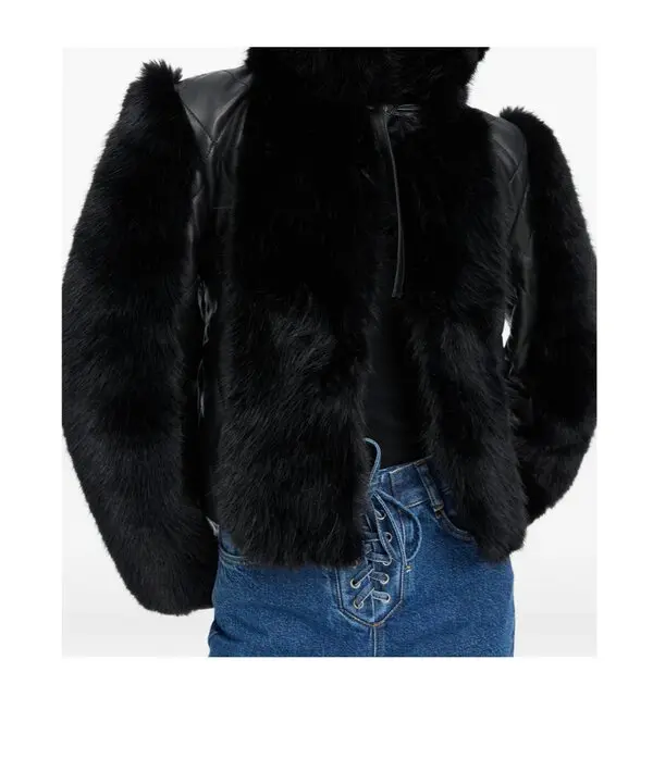 ROTATE BY BIRGER CHRISTENSEN Faux Fur Trimmed Leather Jacket