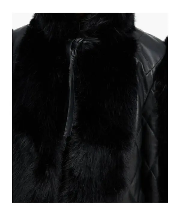 ROTATE BY BIRGER CHRISTENSEN Faux Fur Trimmed Leather Jacket
