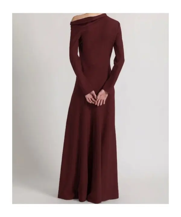Alberta Ferretti Long Off-the-shoulder Dress With Slit