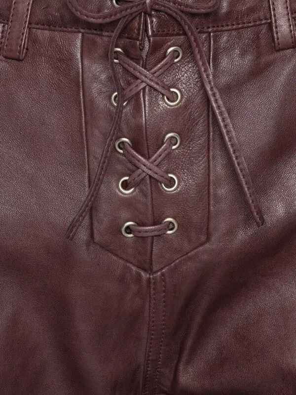 ROTATE BY BIRGER CHRISTENSEN Flared Leather Capri Pants Mahogany