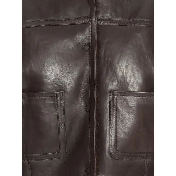 ROTATE BY BIRGER CHRISTENSEN Bonded Fur Leather Jacket Dark