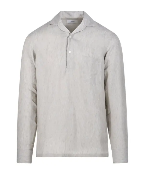 LARDINI Pailan Cnc Linen Popover Shirt - Beige