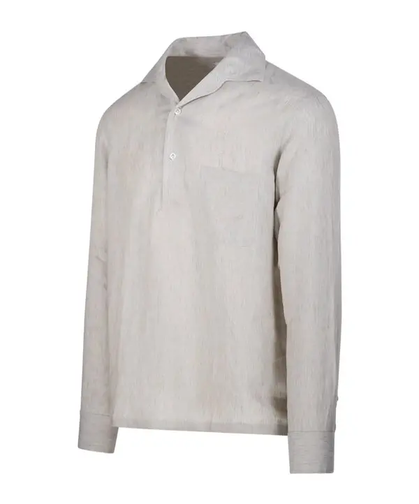 LARDINI Pailan Cnc Linen Popover Shirt