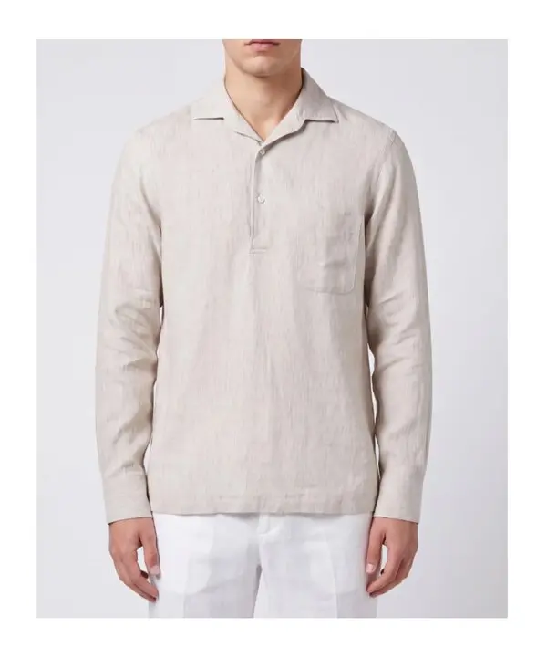 LARDINI Pailan Cnc Linen Popover Shirt