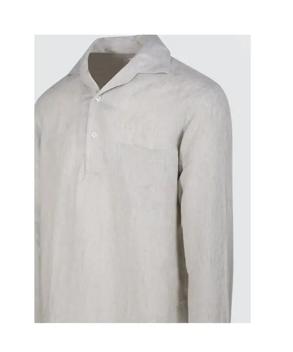 LARDINI Pailan Cnc Linen Popover Shirt