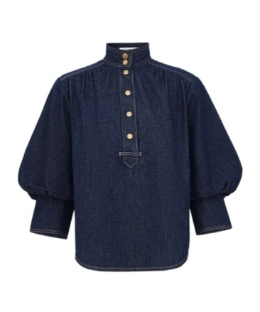 Zimmermann Denim Puffsleeve Blouse - Blue