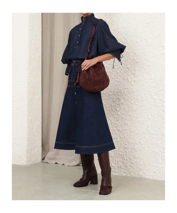 Zimmermann Denim Puffsleeve Blouse