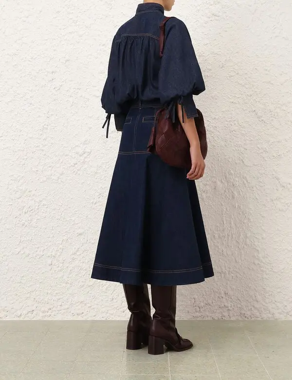 Zimmermann Denim Puffsleeve Blouse