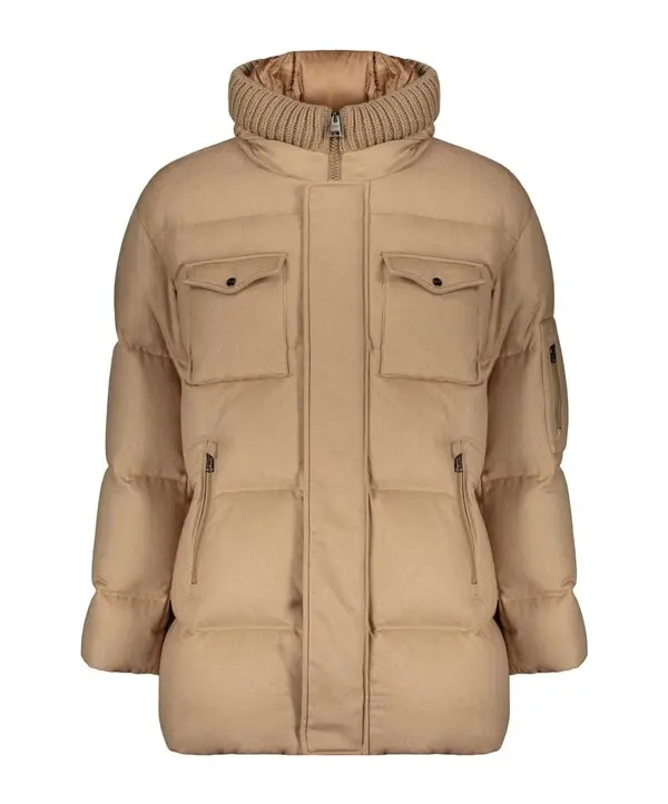 Herno Quilted Padded Coat With Ribbed Knit Hood