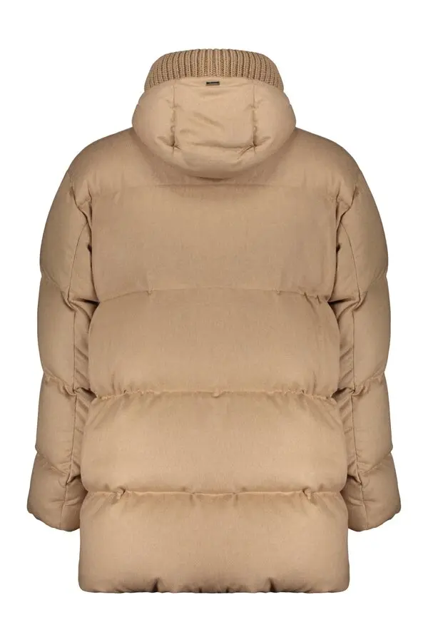 Herno Quilted Padded Coat With Ribbed Knit Hood