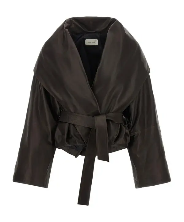 Magda Butrym Long-sleeve Leather Jacket - Brown