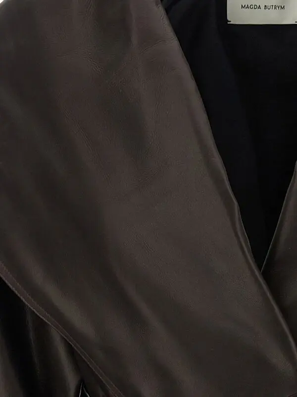 Magda Butrym Long Sleeve Leather Jacket - Brown