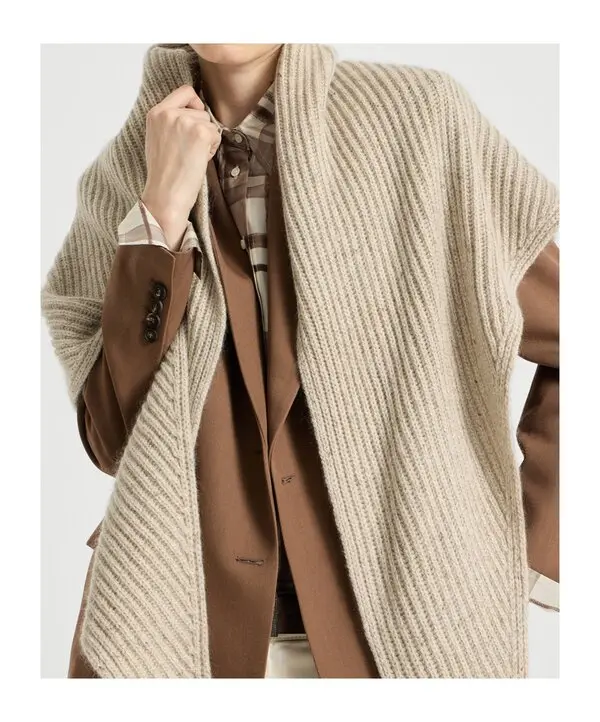 Brunello Cucinelli Ribbed Knit Shawl